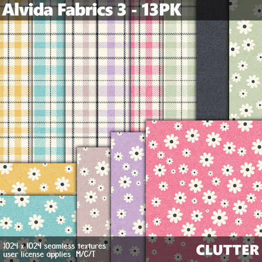 Second Life Marketplace - Clutter - Alvida Fabrics 3 - 13PK